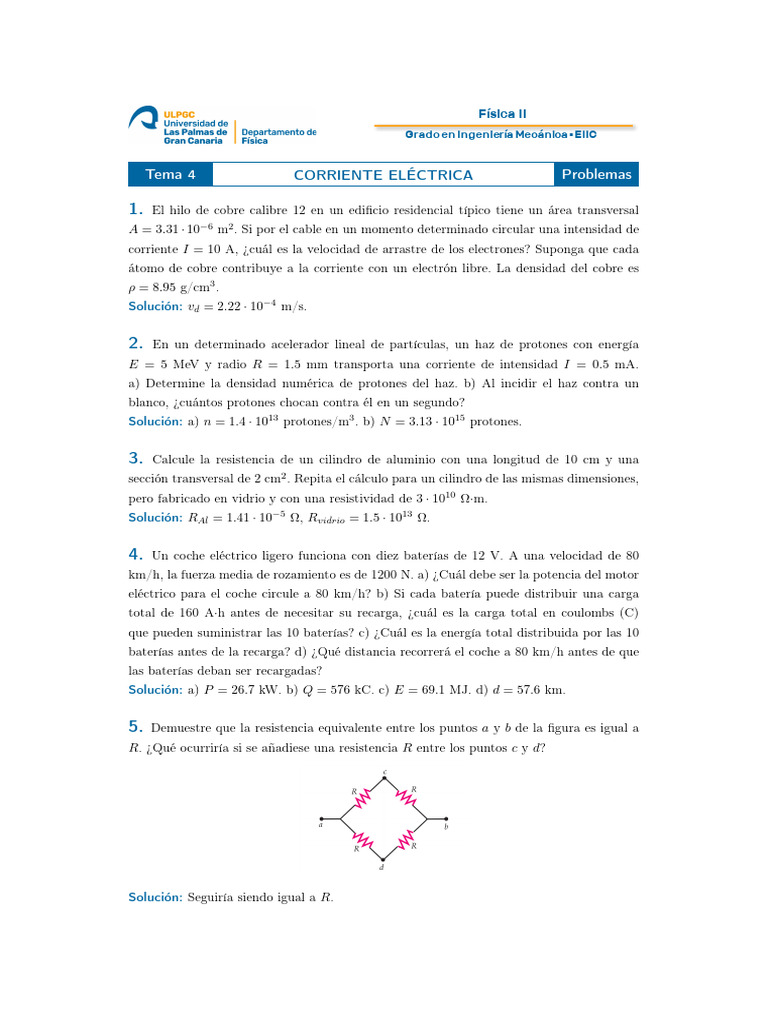 Abrir Tema 4 Corriente Electrica Prob Gim | PDF | Corriente eléctrica | Electrón