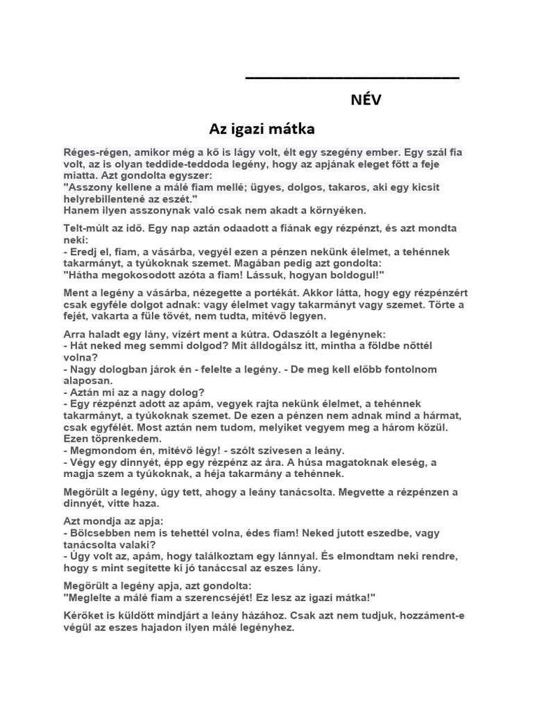 Az Igazi Mátka | PDF