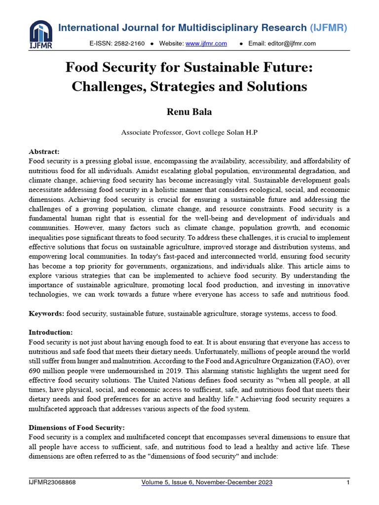 food sect | PDF | Food Security | Sustainable Agriculture