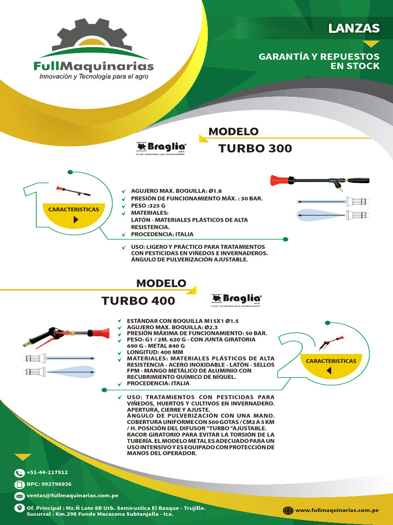 Ficha Tecnicas Lanzas Braglia | PDF | Acero | Materiales