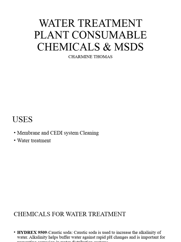 Water Treatment Plant Consumables and Msds | PDF | Water Purification ...