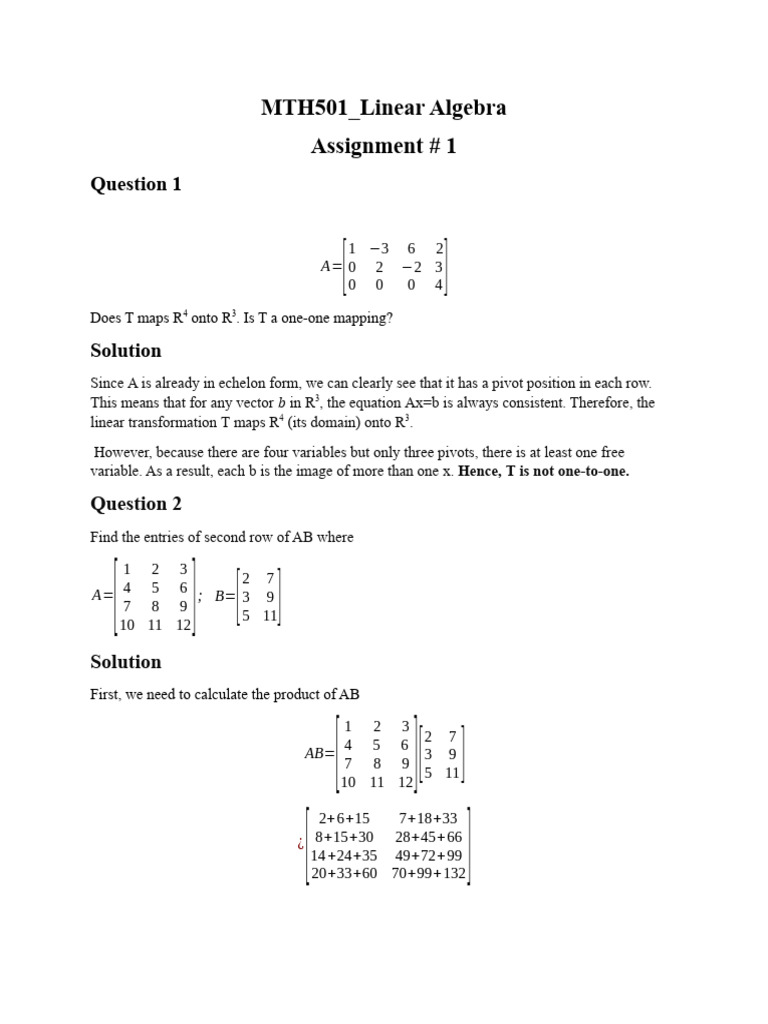 MTH501 | PDF | Matrix Theory | Abstract Algebra