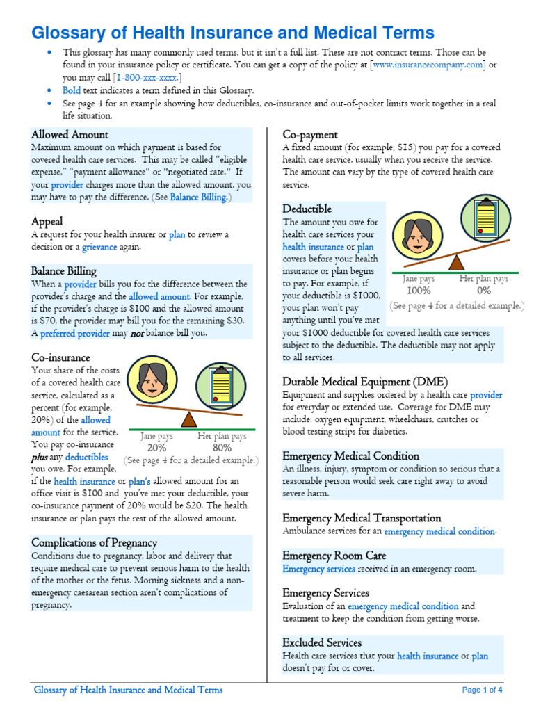 Health Insurance Terms Glossary | PDF | Physician | Medicine