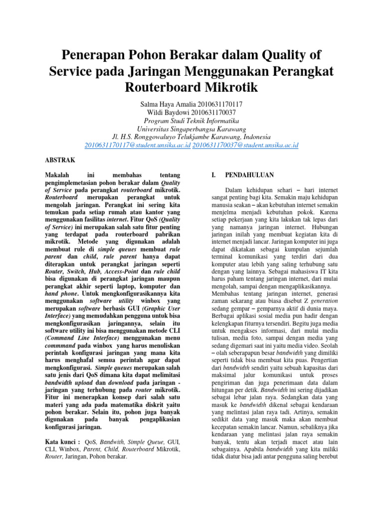 "QoS Mikrotik: Pohon Berakar" | PDF