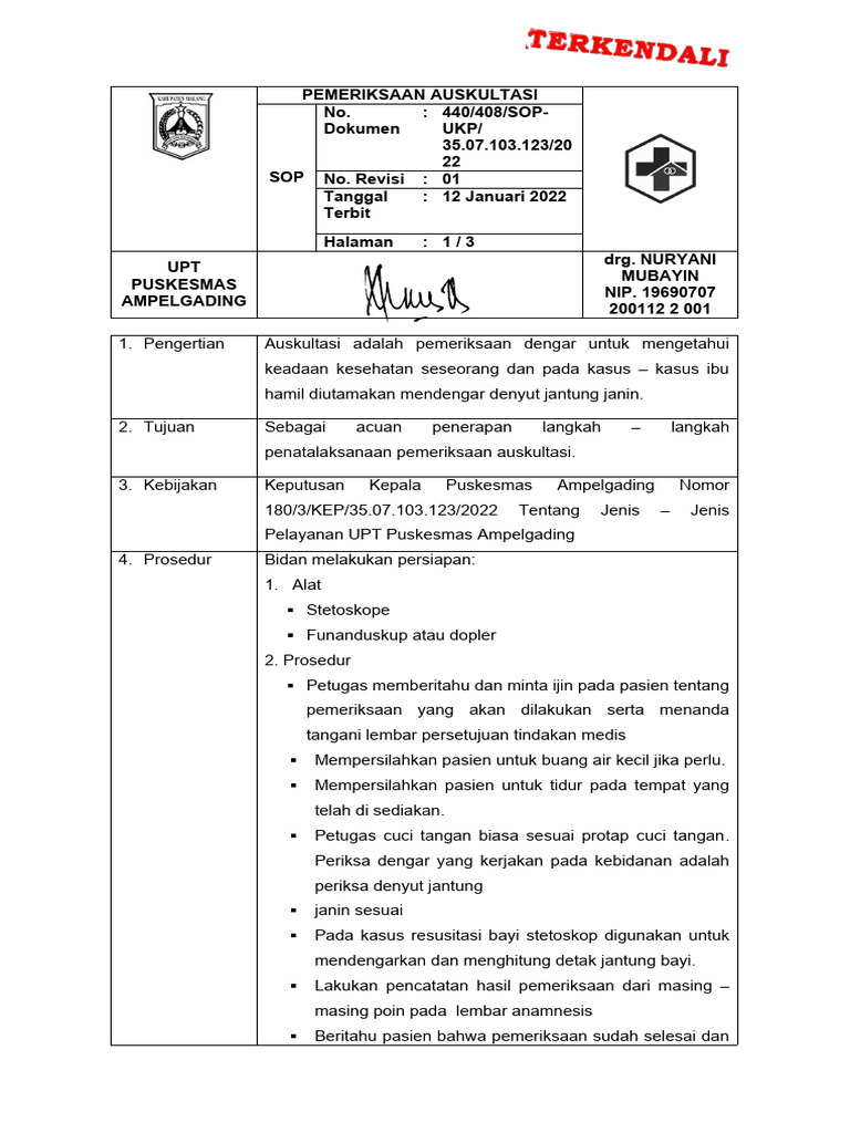 Sop Auskultasi-Niken | PDF