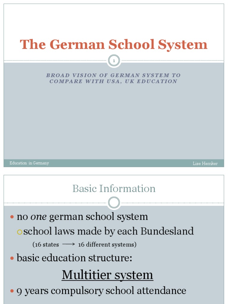 The German School System: Broad Vision of German System To Compare With Usa, Uk Education | PDF