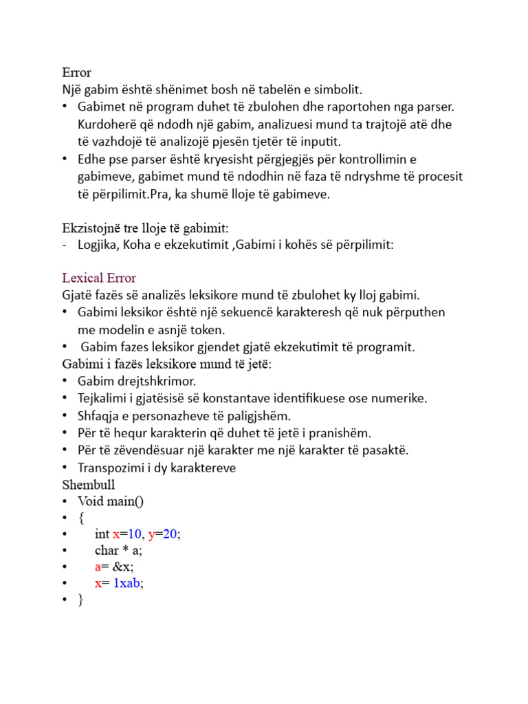 Leksion - Errors | PDF