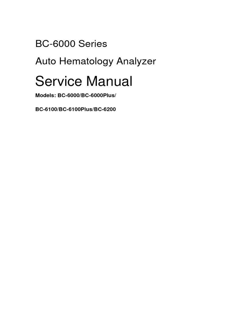 BC 6000 Series Hematology Analyzer - Service Manual Mindray | PDF | Electrostatic Discharge