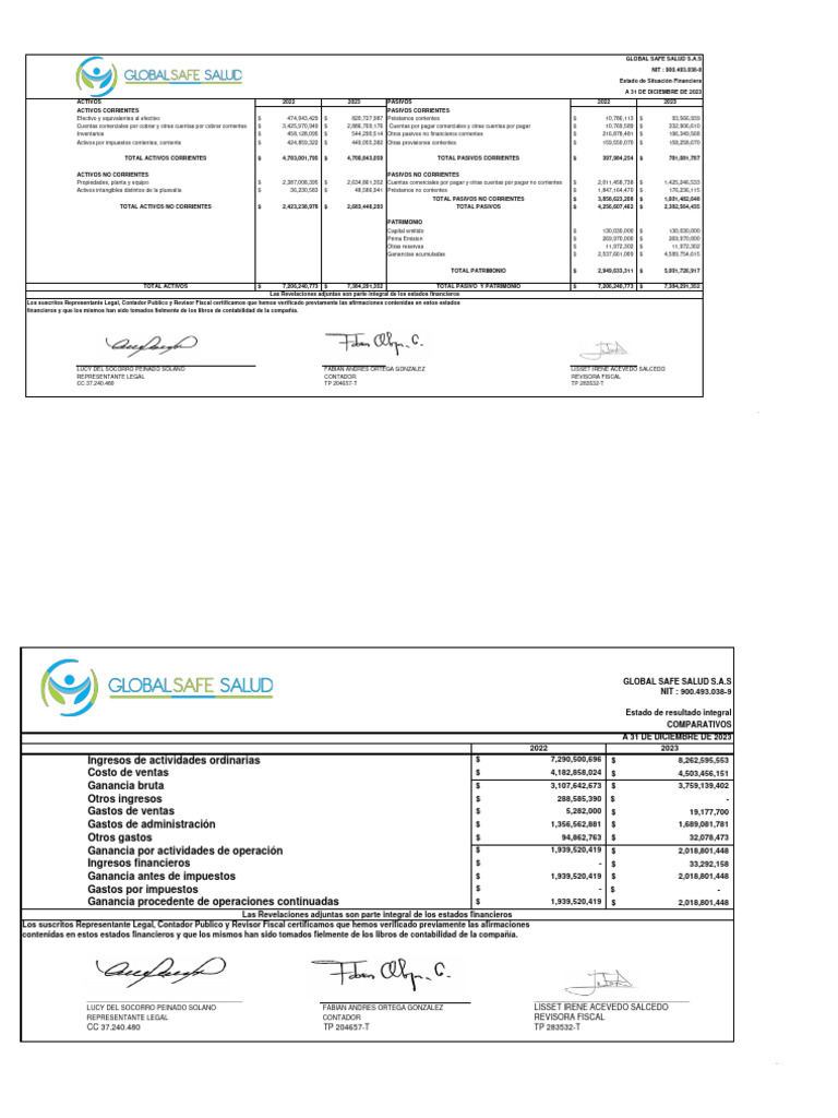 Fp002 Estados Financieros 2023-12-31 | PDF | Bancos | normas internacionales de INFORMACION ...