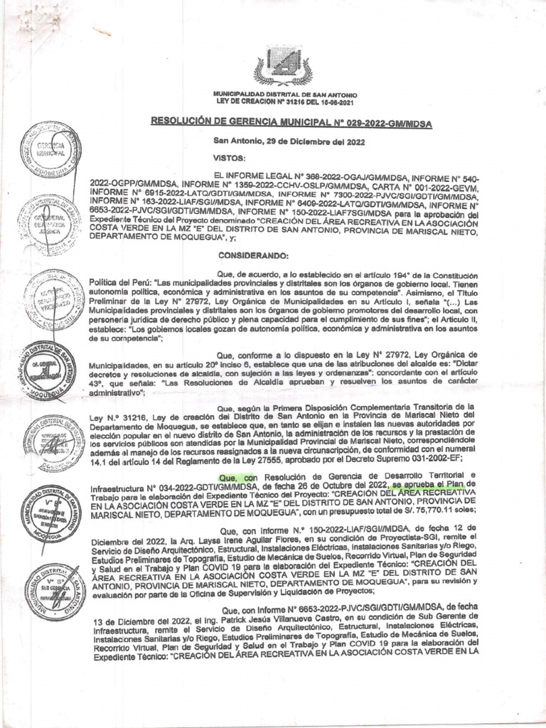 Resol. Aprobacion Exp Tecnico | PDF