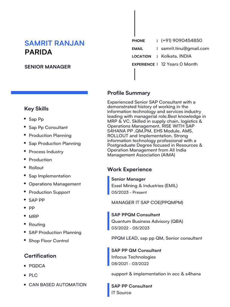 Samrit Ranjan: Parida | PDF | Specification (Technical Standard) | Return On Investment