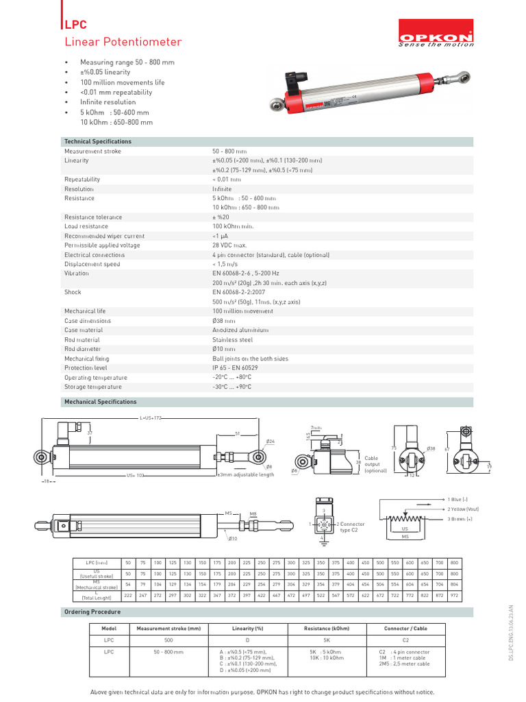 Linear Potentiometer | PDF