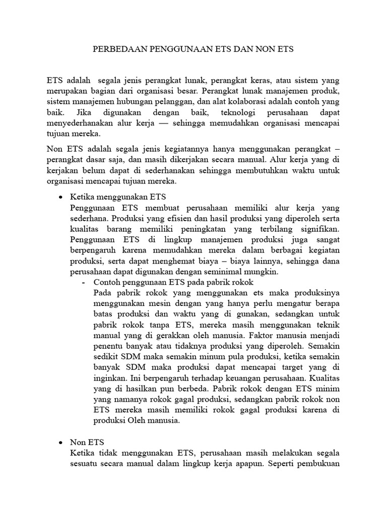 perbedaan ets dan tidak | PDF