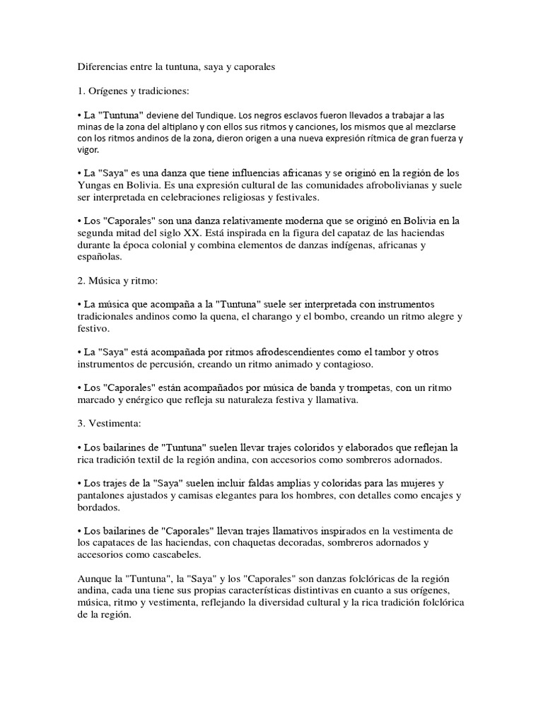 Orígenes de la Tuntuna y danzas bolivianas | PDF | Ciencias sociales