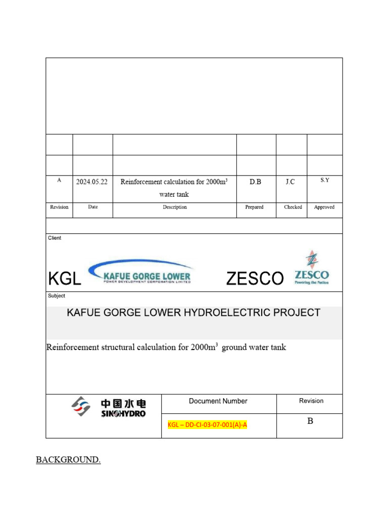 Structural Design of 2000m³ Water Tank | PDF | Column | Concrete