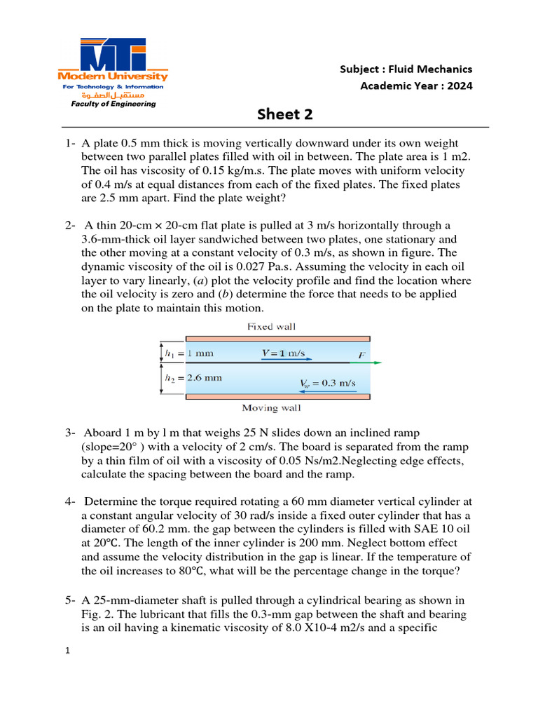 Sheet 2 Fluid | PDF | Viscosity | Force