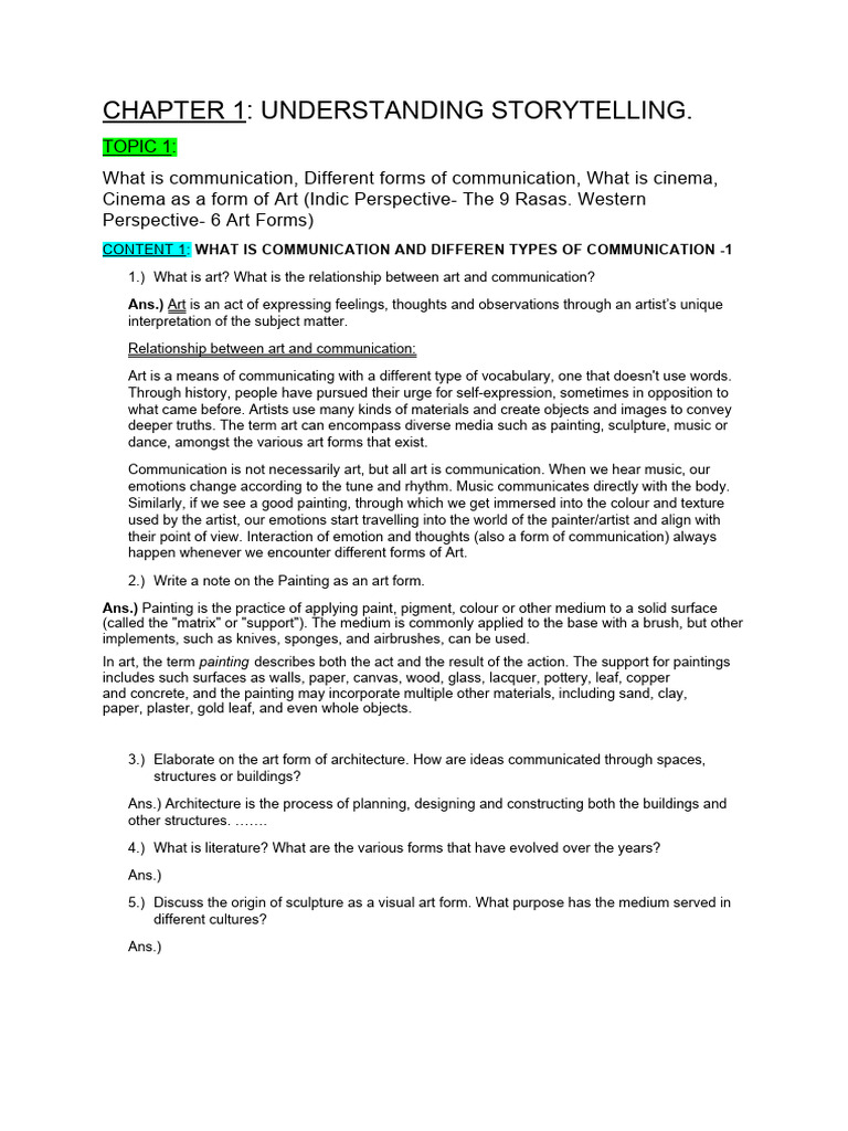 Understanding Visual Storytelling Pdf Paintings Communication