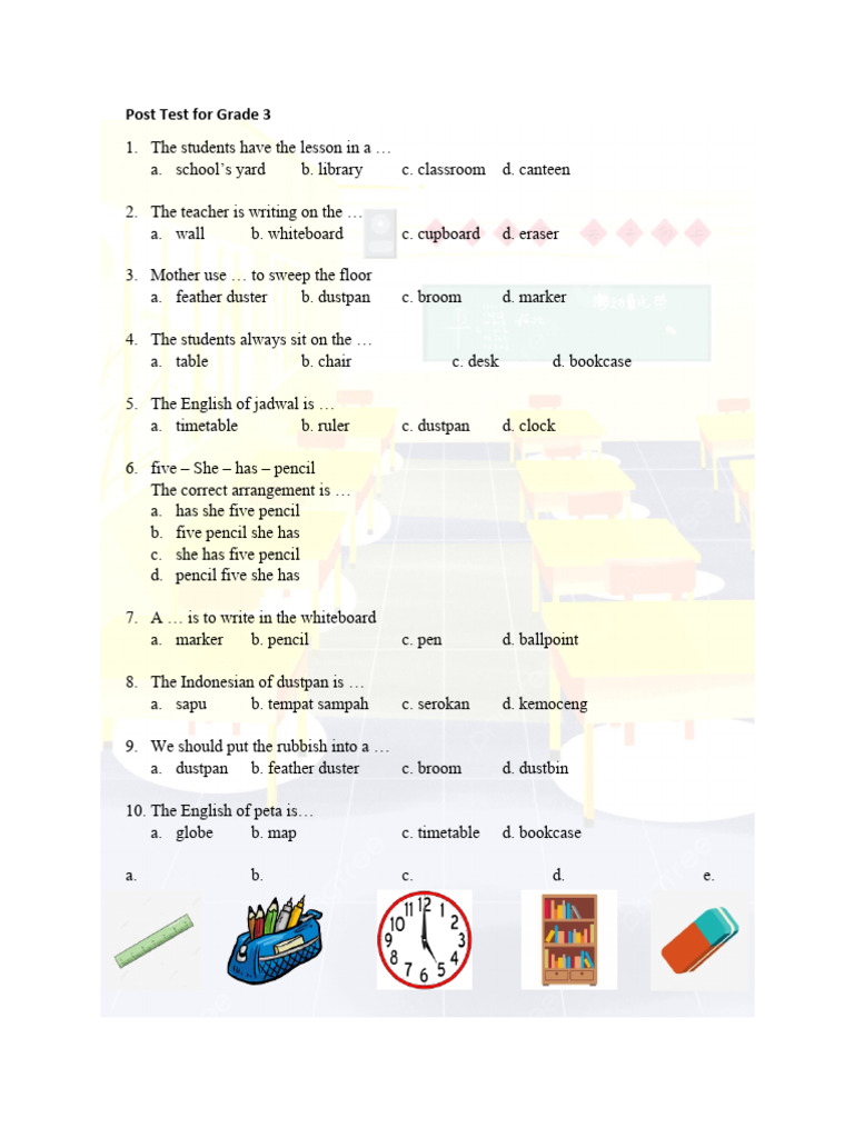 English Vocabulary Post Test Grade 3 | PDF | Language Arts & Discipline ...