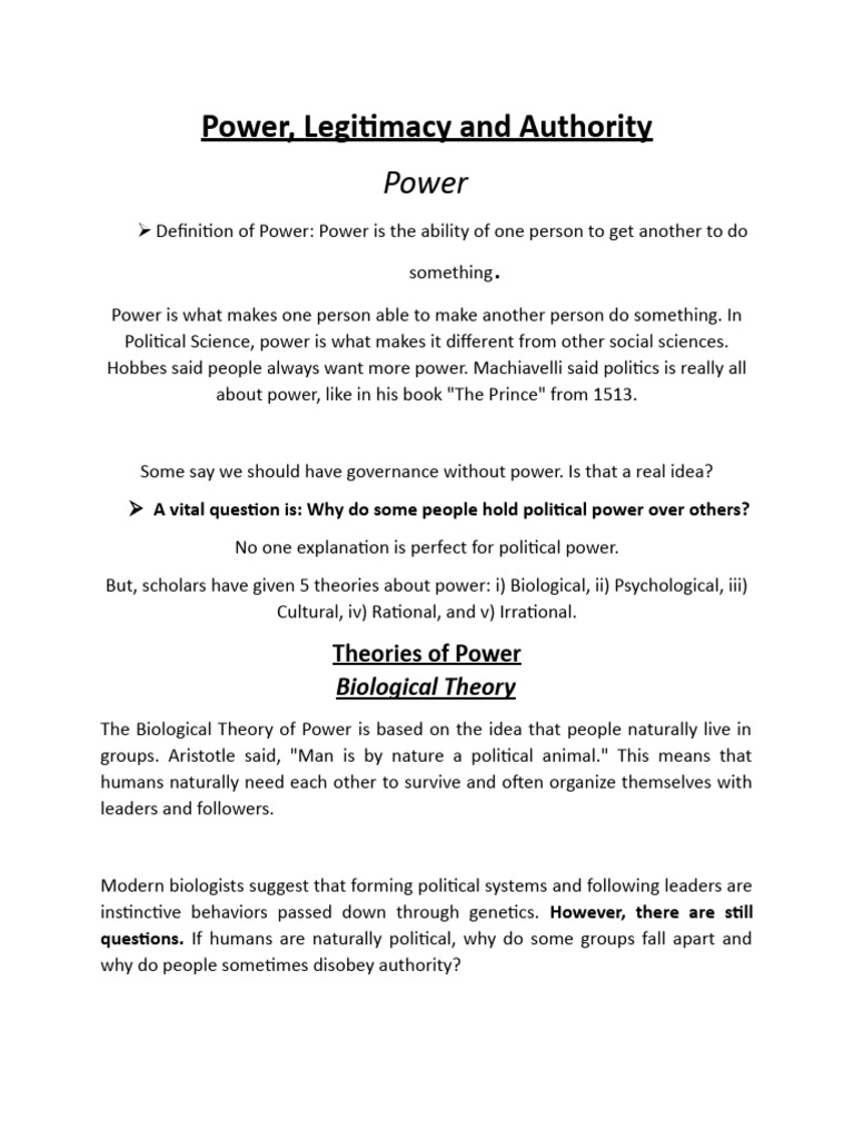 Power, Legitimacy and Authority | PDF | Rationality | Thought