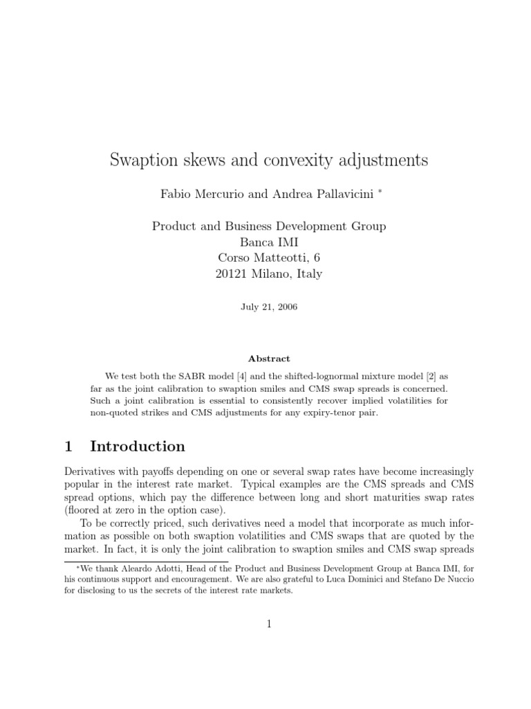 Swaption Skews and Convexity Adjustments | PDF | Teaching Methods & Materials