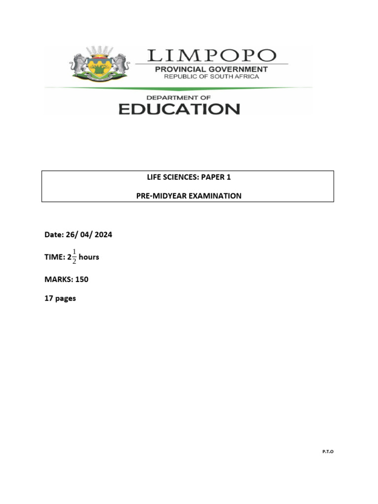 LFSC PRE MID-YEAR EXAMINATION 2024 | PDF | Zygosity | Gene