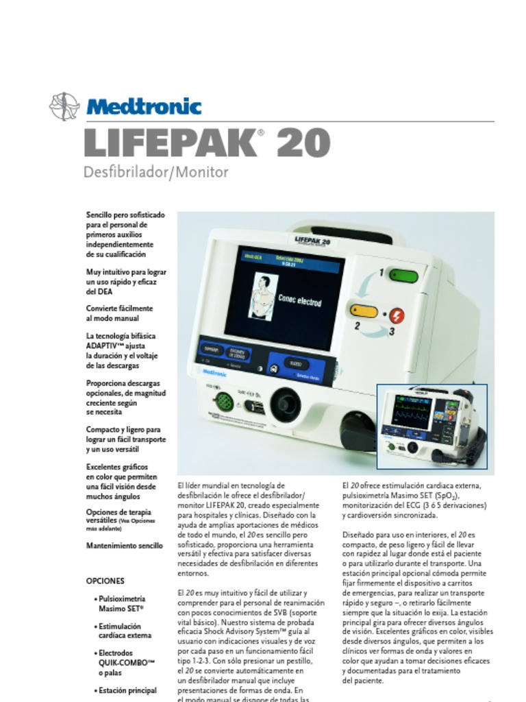 Lifepak20 Datasheet | PDF | Electrocardiografia | Batería (electricidad)