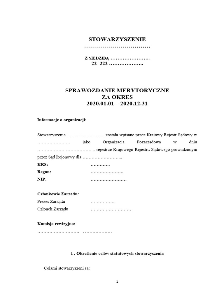 Sprawozdanie Merytoryczne Przykład Pdf