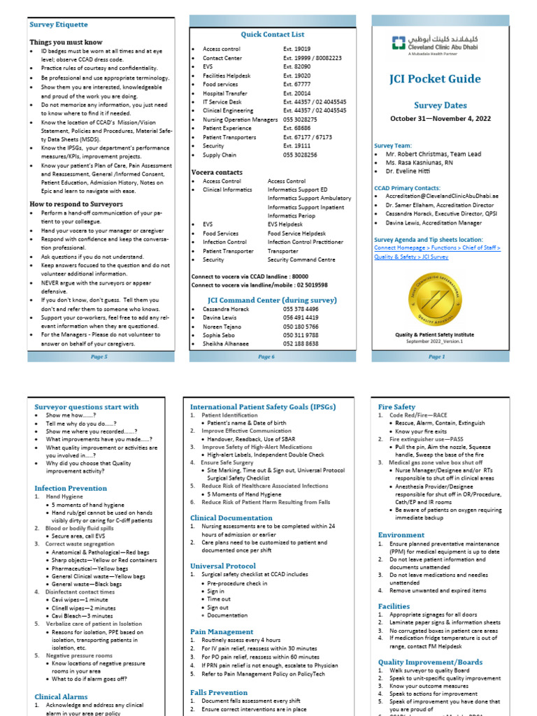 JCI Pocket Guide | PDF | Patient | Surgery