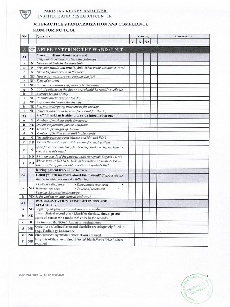 JCI Monitoring Tool | PDF