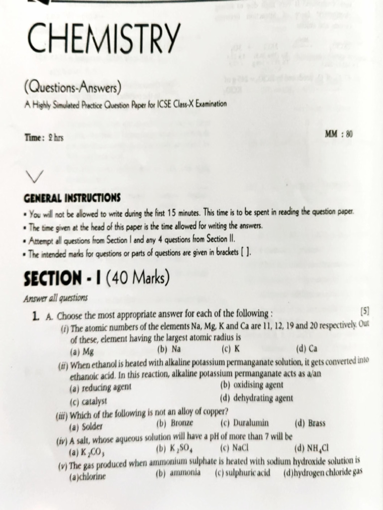 Chemistry Sample Paper 01 | PDF