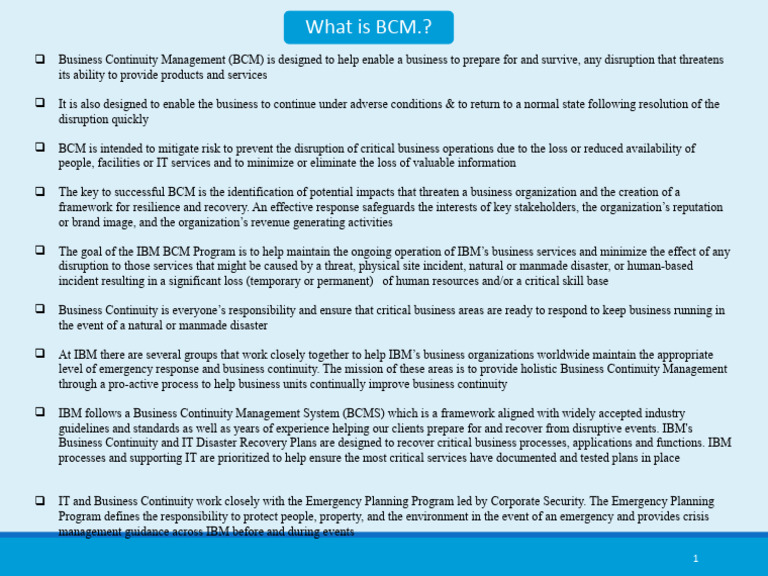 IBM Business Continuity Management Guide | PDF | Business | Safety