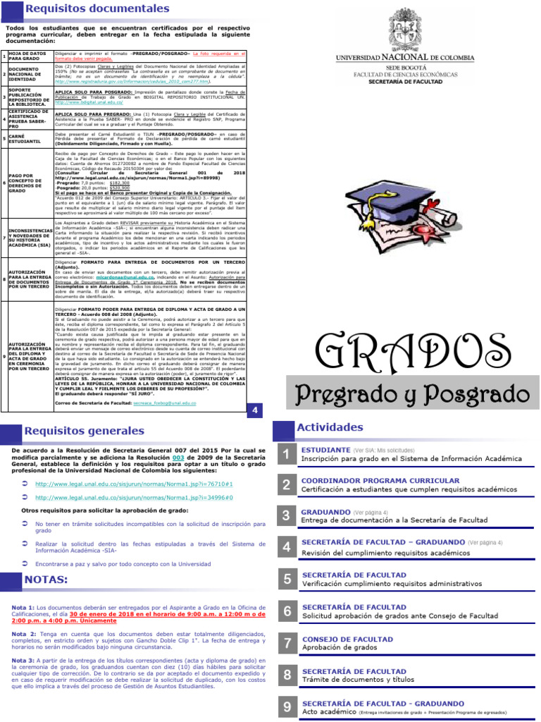 2.FOLLETO GRADOS Pregrado y Posgrado Ceremonia 2018-01 | PDF ...