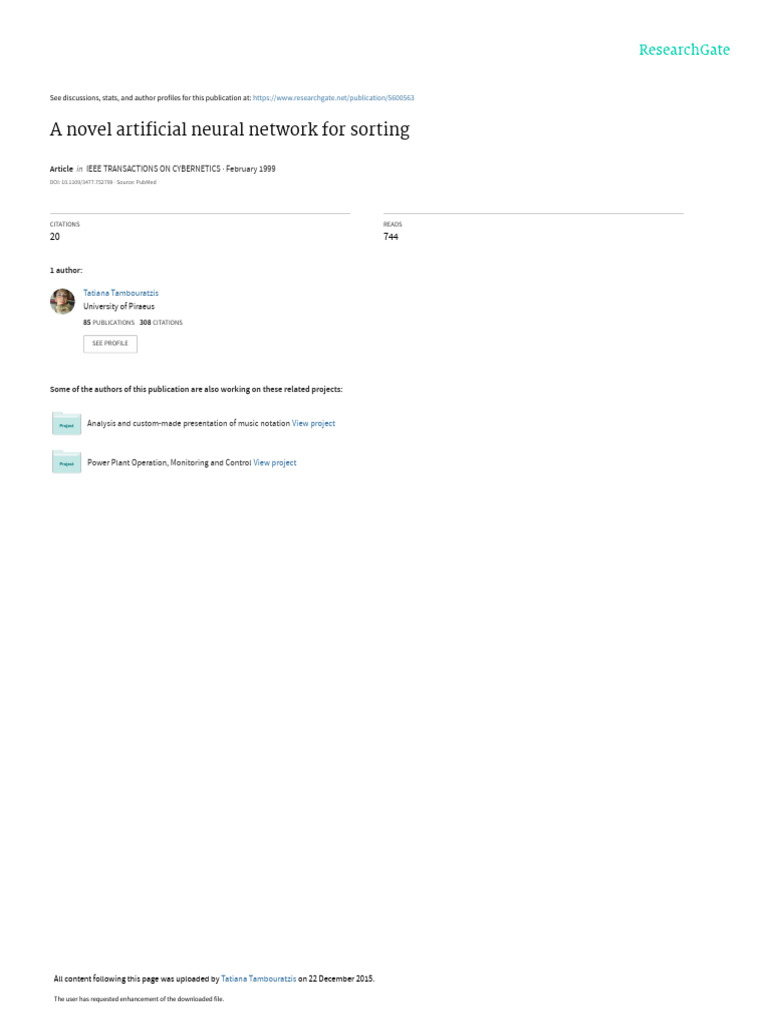 Neural Network Sorting | PDF | Artificial Neural Network | Algorithms
