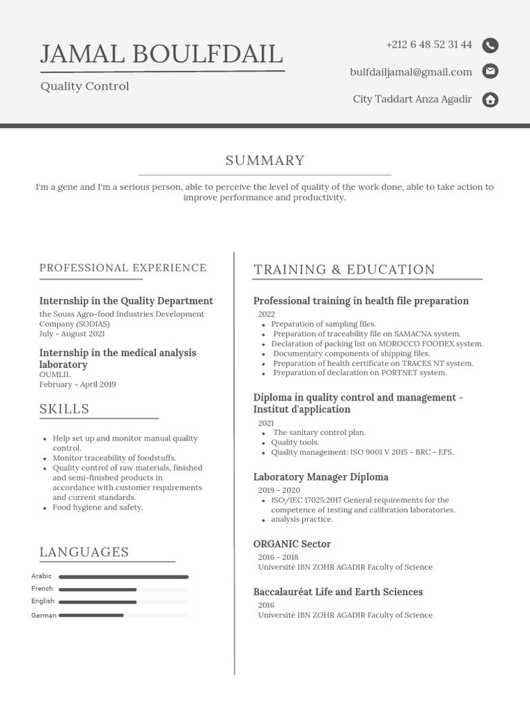 Gray and White Simple Clean Resume | PDF