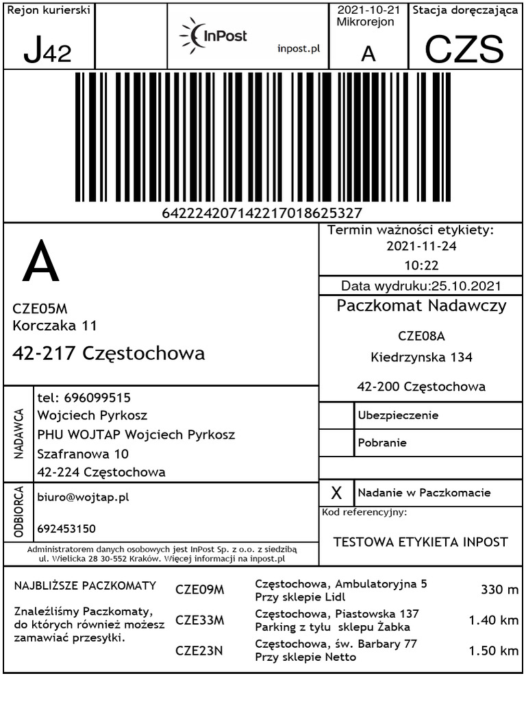 Testowa Etykieta Inpost | PDF