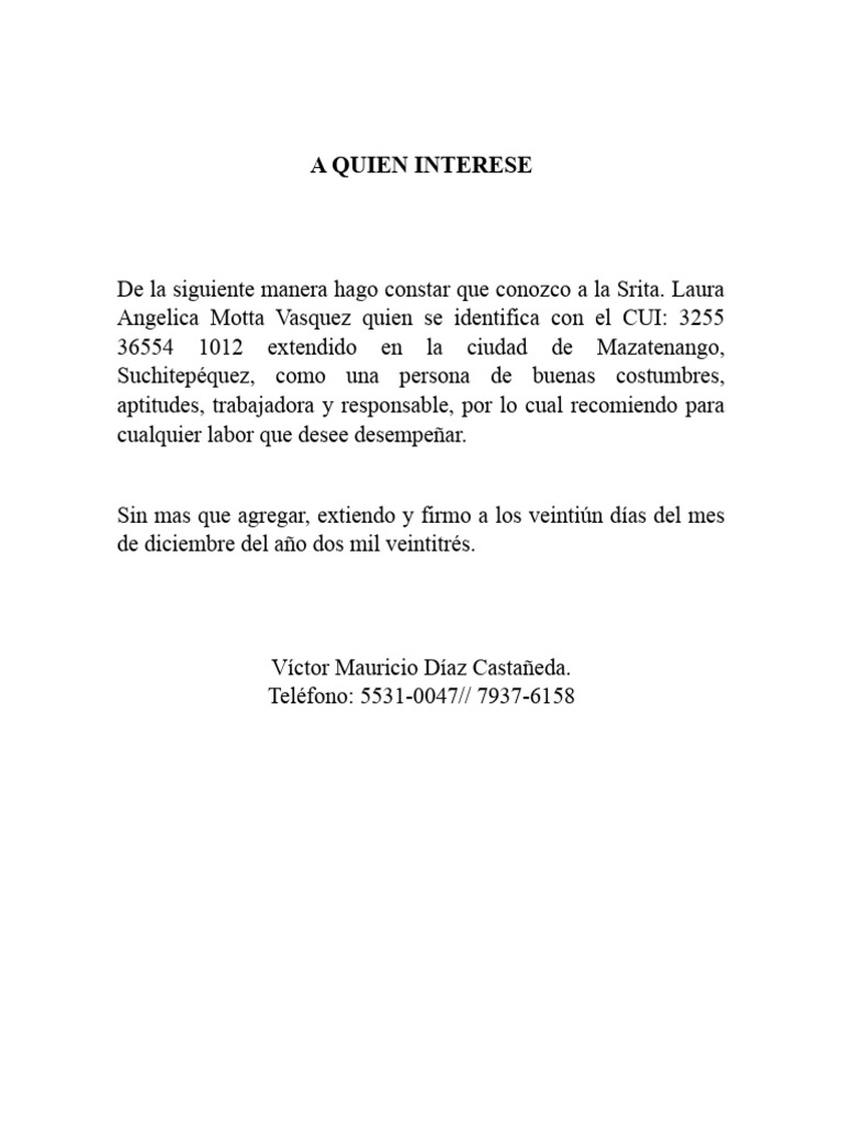 Carta de Recomendacion | PDF