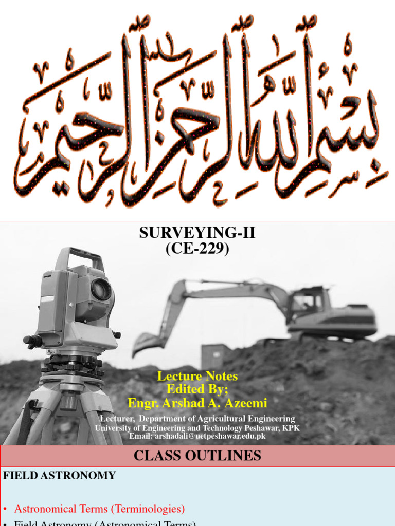 Lecture Notes (Field Astronomy Part-1) | PDF | Latitude | Angle