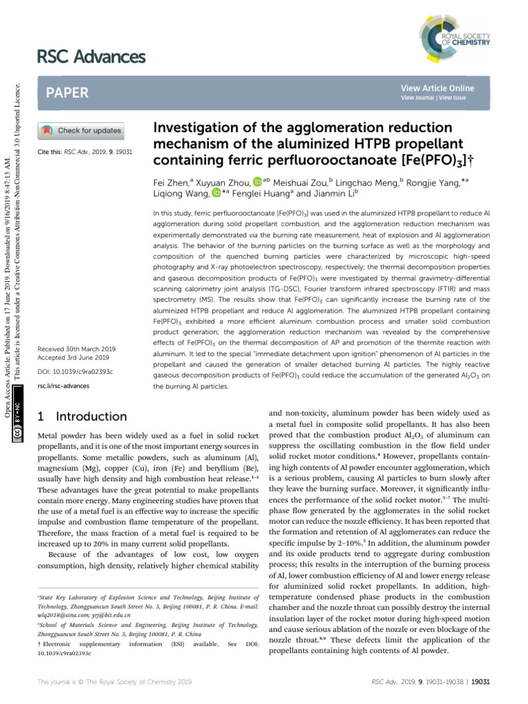 Zhen 2019 | PDF | Rocket Propellant | Rocket Engine