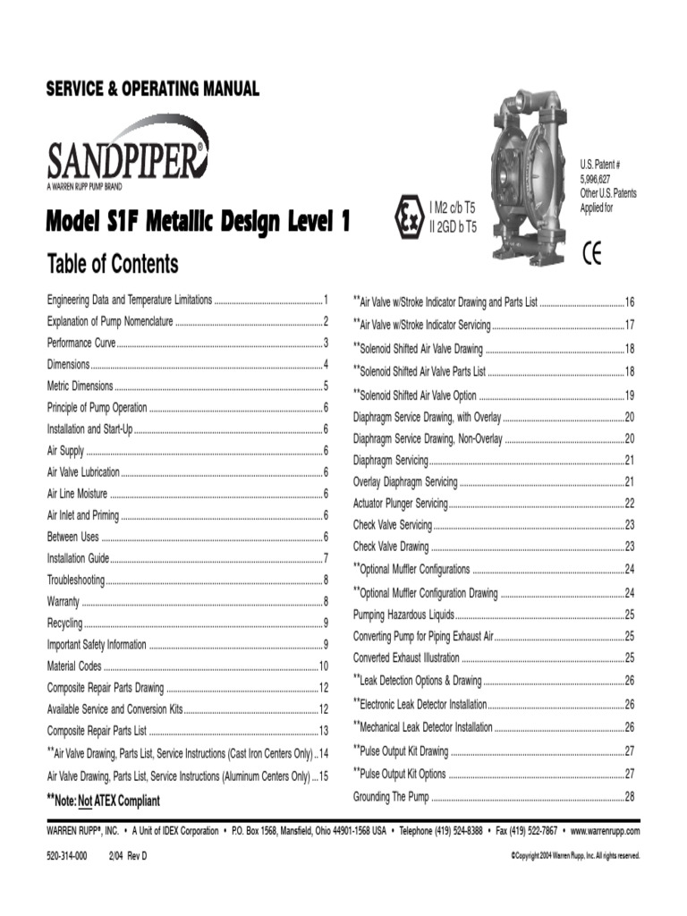 Bombas Neumaticas Sandpiper Serie S1F | PDF | Pump | Valve