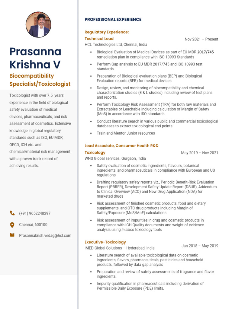 Prasanna Krishna - Resume | PDF | Toxicology | Toxicity