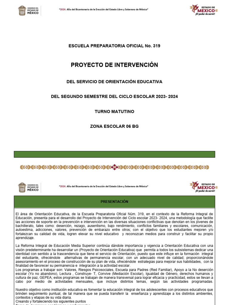 Proyecto de Intervencion | PDF | Escuelas | Aprendizaje