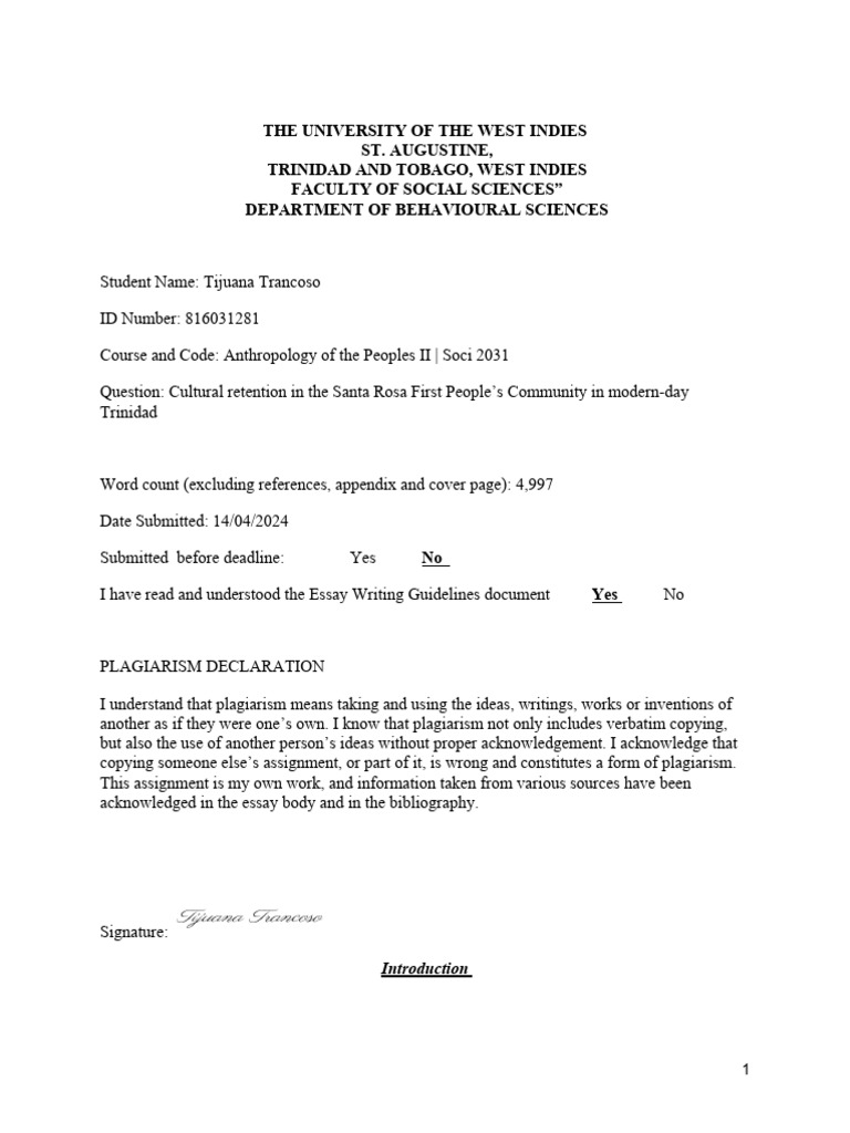 Cultural Retention in Santa Rosa | PDF | Ethnography | Identity (Social ...