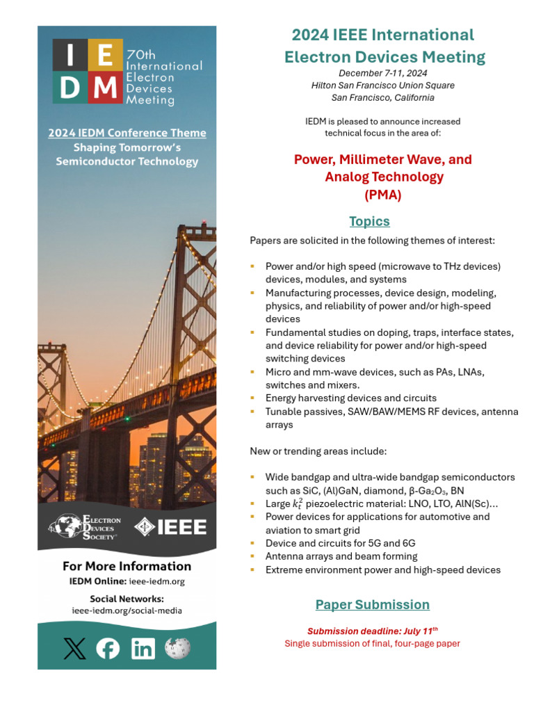 IEDM 2024 CfP-PMA | PDF | Technology & Engineering