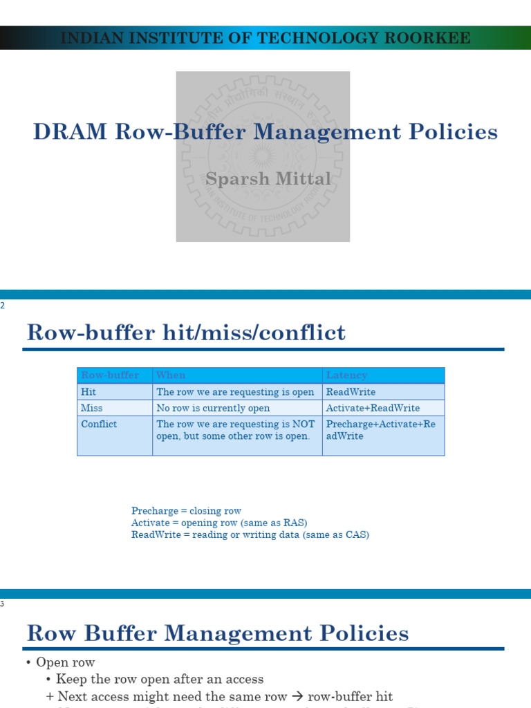CA L21c DRAM RowBuffer Policies | PDF | Dynamic Random Access Memory | Computer Architecture