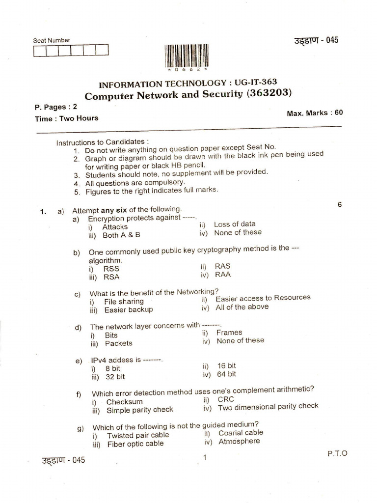 Computer Network Exam Guide | PDF | Transmission Medium | Computer Science