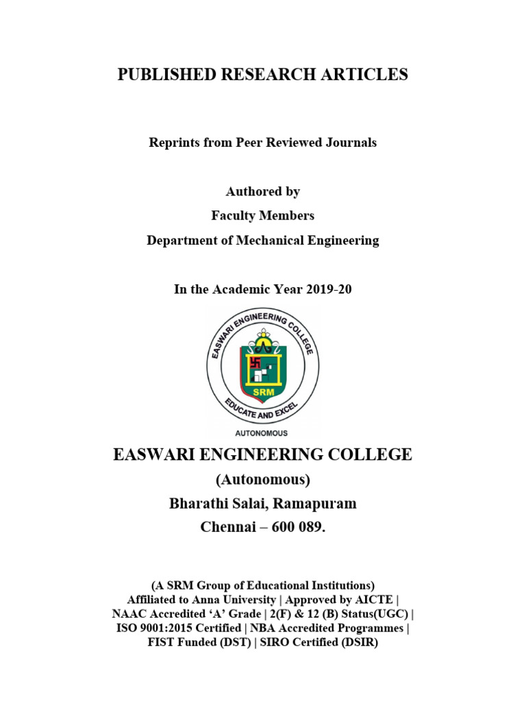 2019-20 Mechanical Engineering Research | PDF | Technology & Engineering