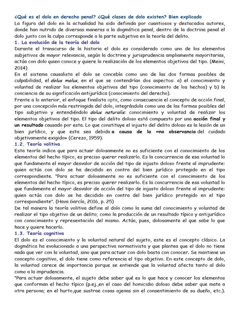 Qué Es El Dolo en Derecho Penal | PDF | Intención (Derecho Penal ...