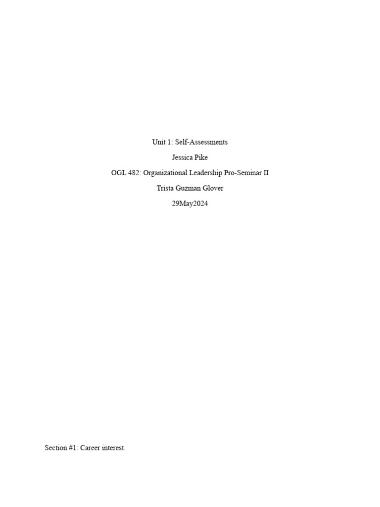 Self-Assessment Assignment | PDF | Social Psychology | Behavioural Sciences
