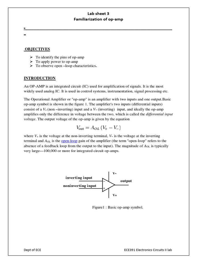 3 Labsheet-3, Op - Amp Open Loop Circuits | PDF | Operational Amplifier | Amplifier