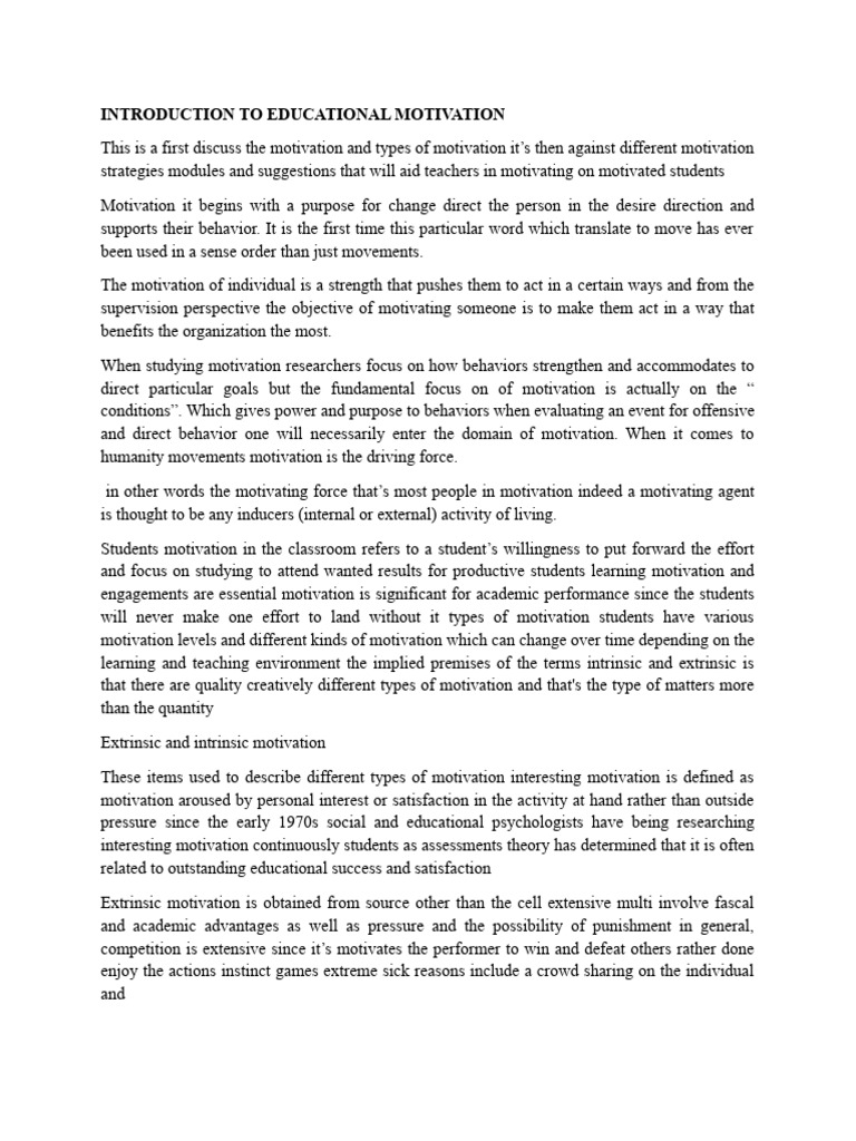 Introduction To Educational Motivation | PDF | Motivational | Motivation